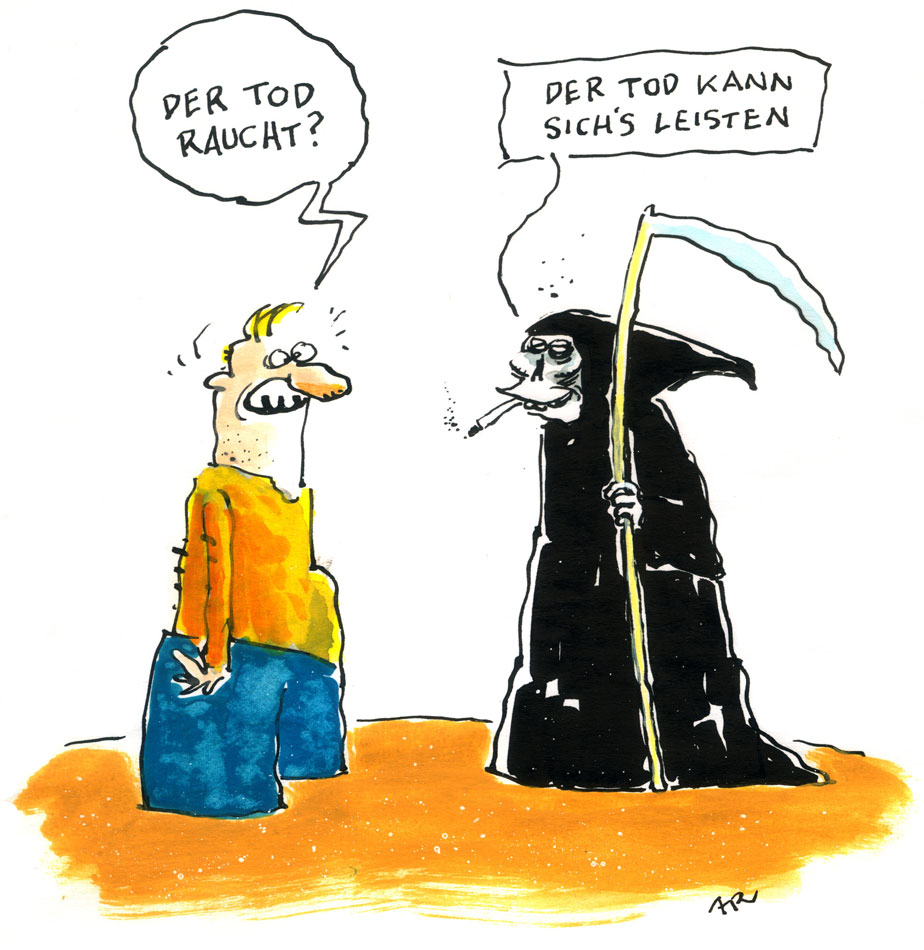Ari Plikat Cartoons » » Der Tod raucht